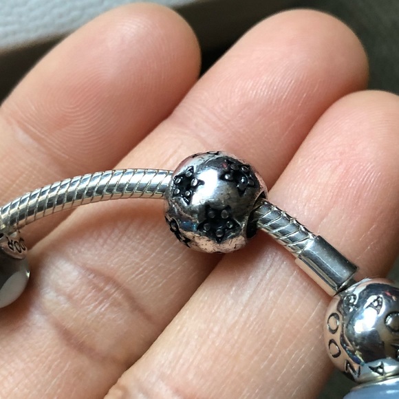 Pandora | Jewelry | Authentic Pandora Snake Bracelet With 4 Charms ...